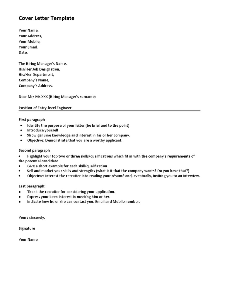 Cover Letter Template: First Paragraph | PDF | Recruitment | Business