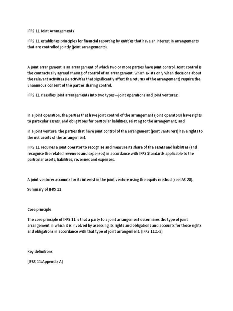 IFRS 11 Joint Arrangements | PDF | International Financial Reporting ...