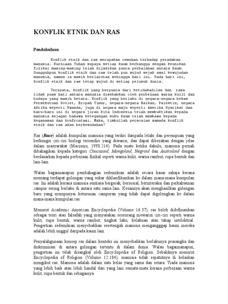 Konflik Etnik Dan Ras | PDF