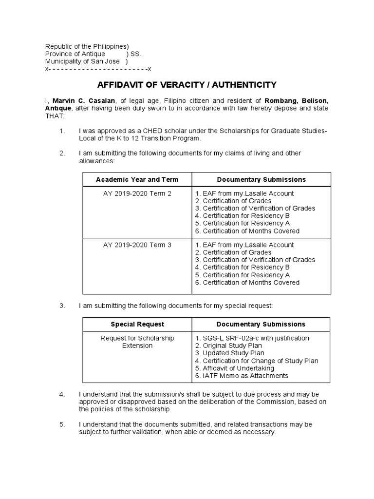 Affidavit of Veracity / Authenticity | PDF | Affidavit | Common Law