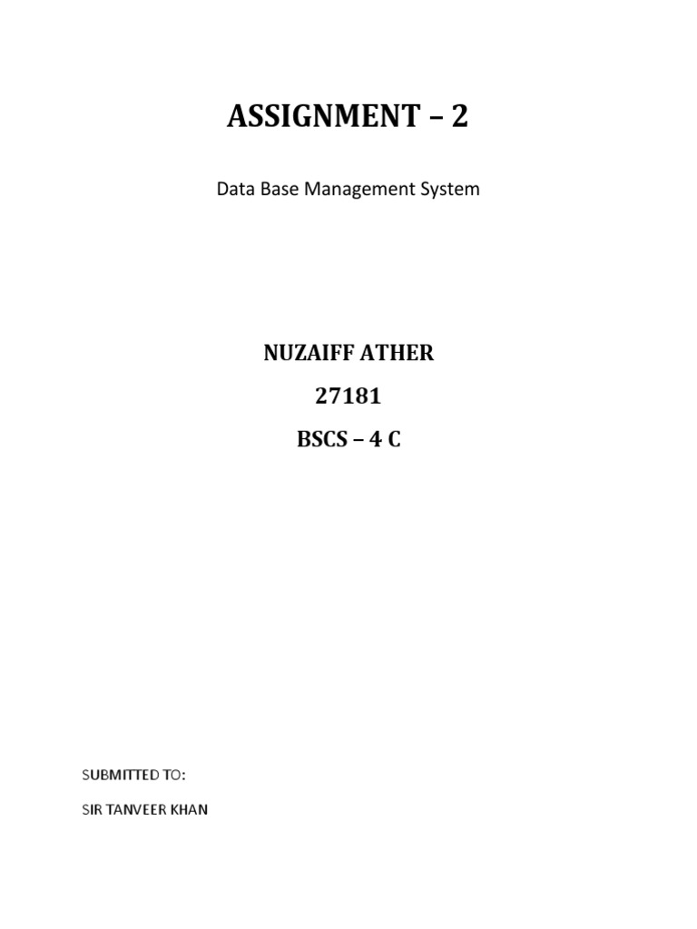 Assignment - 2: Nuzaiff Ather 27181 Bscs - 4 C | PDF | Pl/Sql | Control Flow
