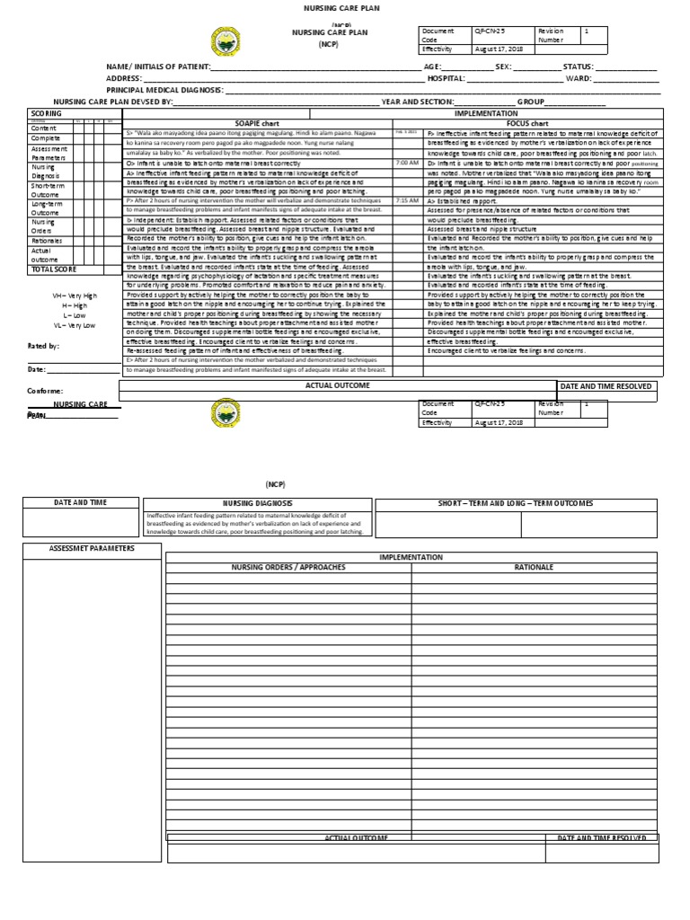 Implementation SOAPIE Chart FOCUS Chart: Scoring | PDF | Breastfeeding ...
