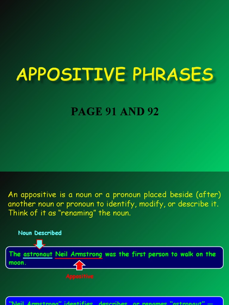 Appositives and Appositive Phrases: Identifying, Describing, and ...