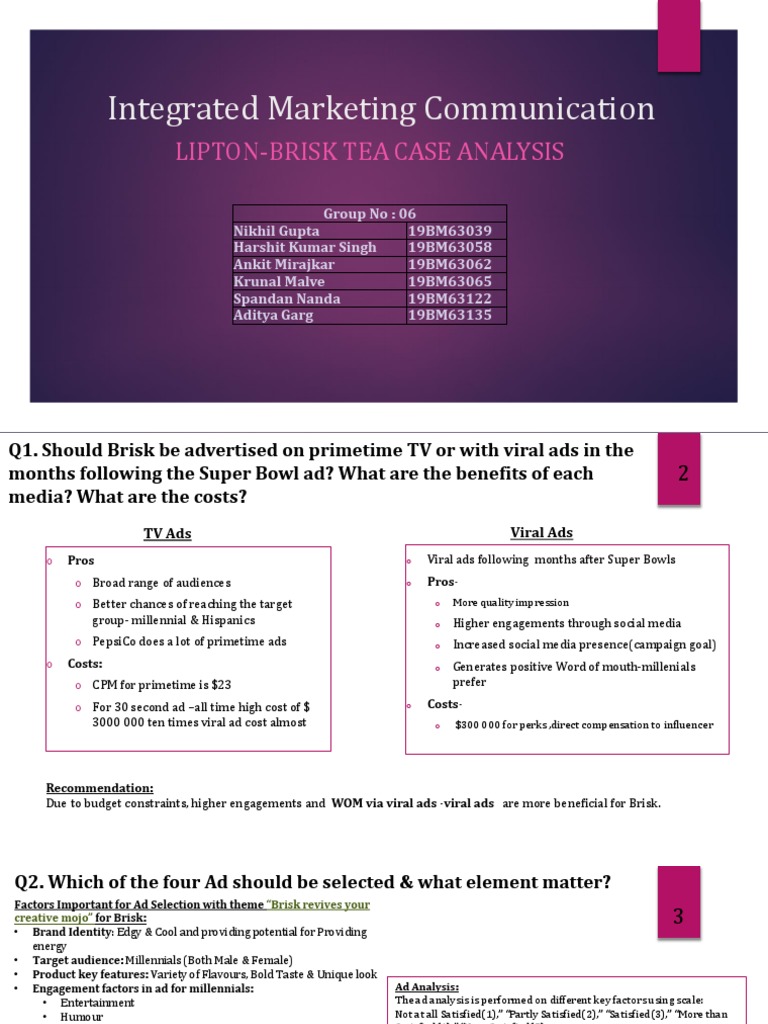 Group 6 - IMC Assignment Lipton Brisk | PDF | Advertising | Brand