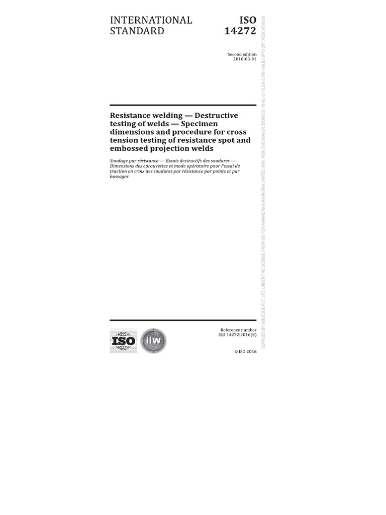 Resistance Welding - Cross Tensile ISO 14272 | PDF