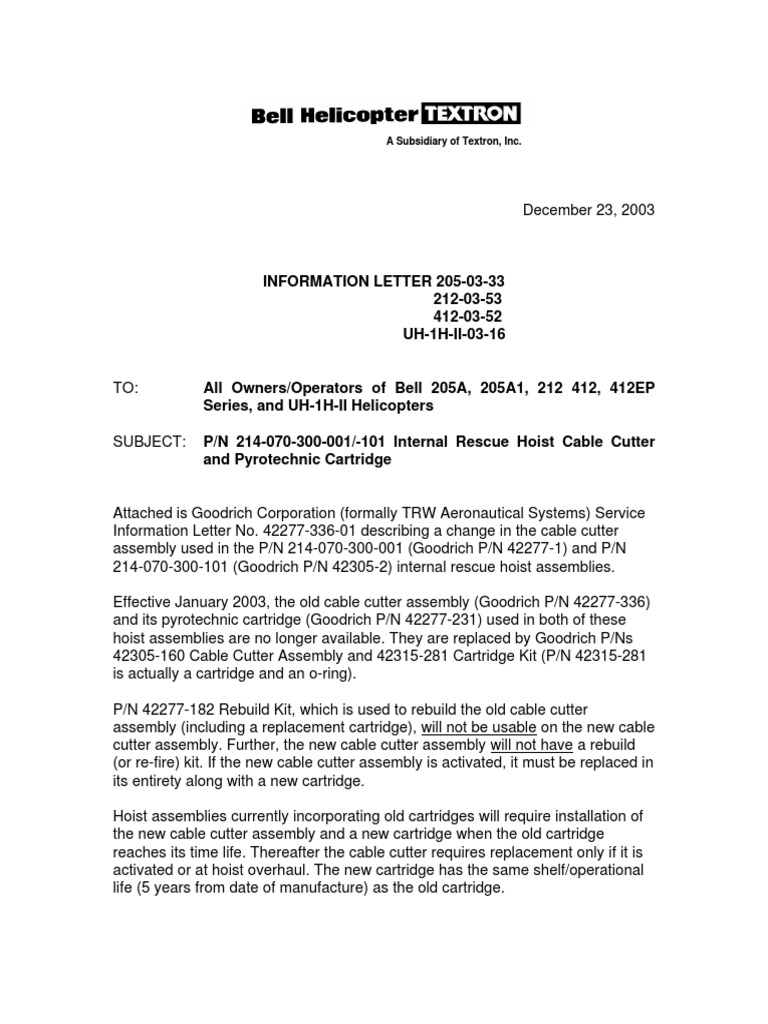 Information Letter 205-03-33 212-03-53 UH-1H-II-03-16: A Subsidiary of ...