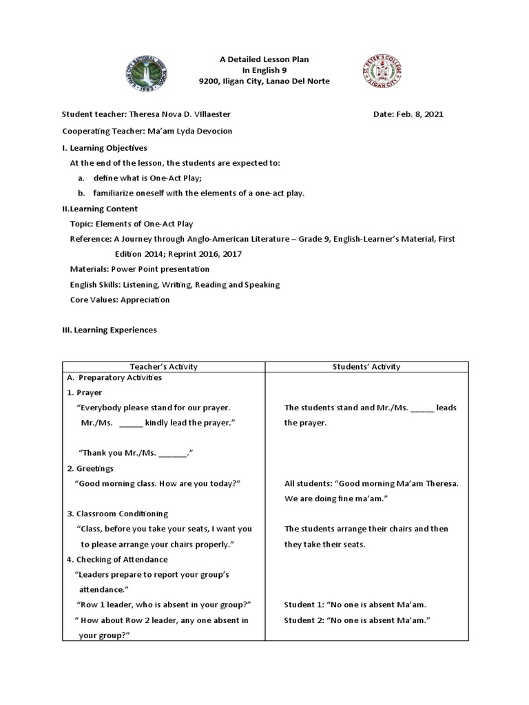 (DAY 1) Analyzing A One-Act Play | PDF | Nonverbal Communication | Word