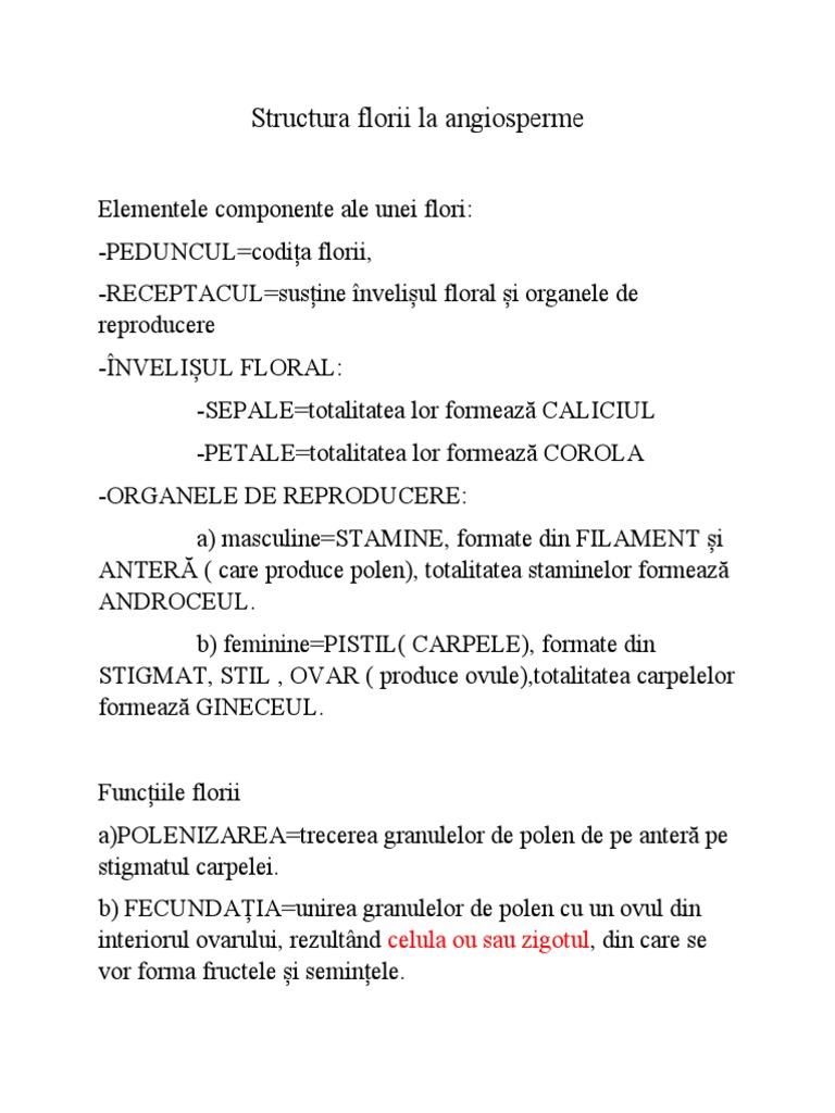 Structura Florii La Angiosperme | PDF