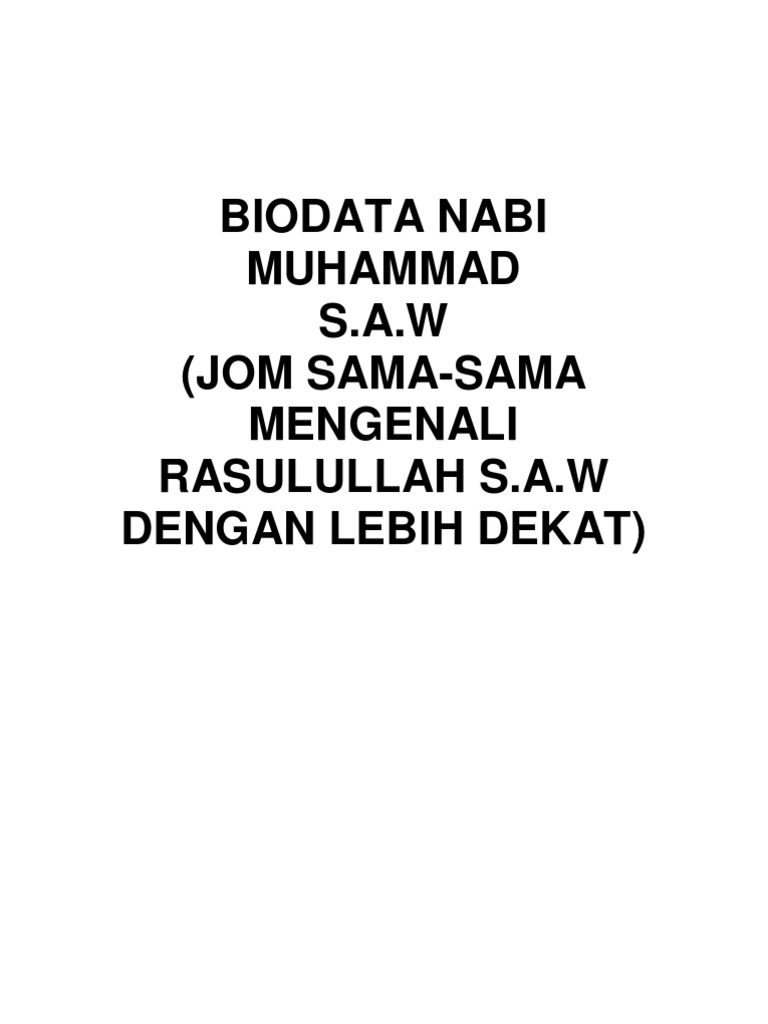 Biodata Nabi Muhammad SAW | PDF