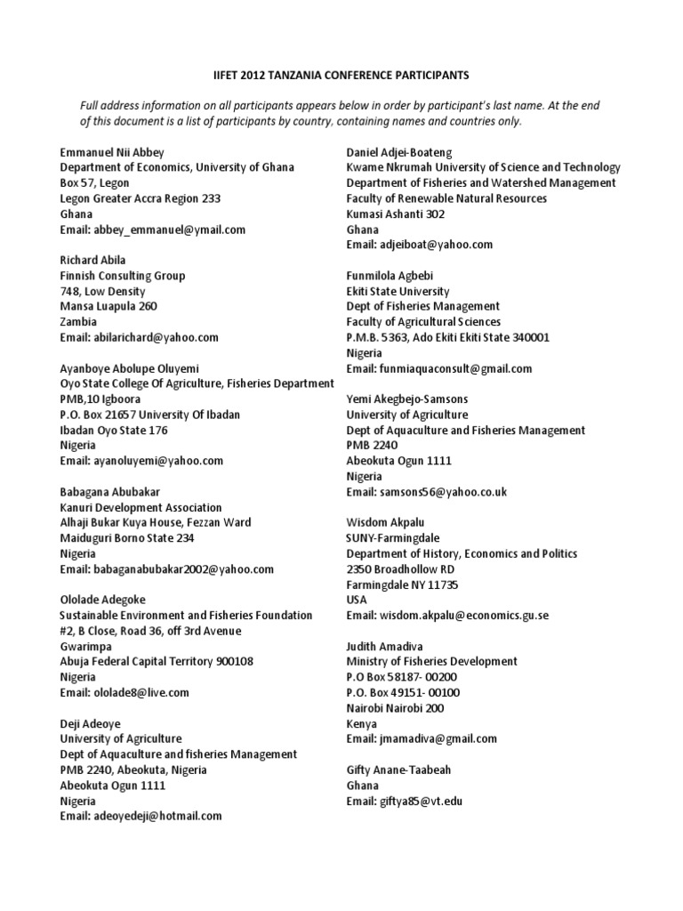 Participants List | PDF | Agriculture