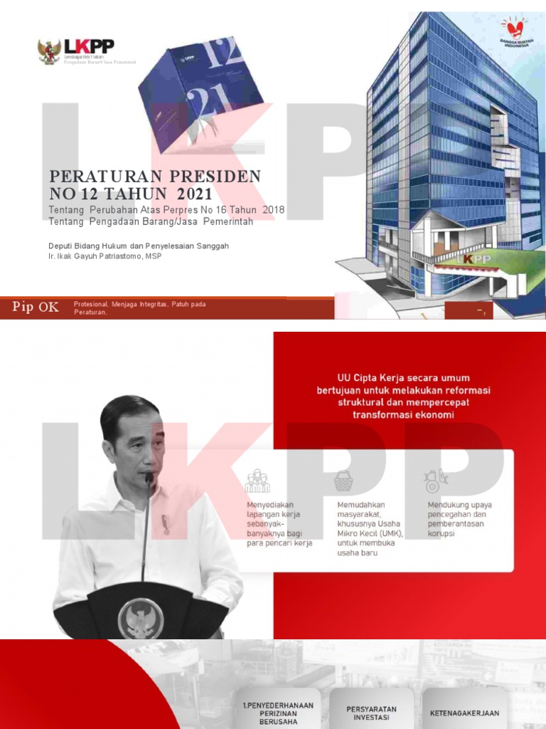 Paparan LKPP - Perpres 12 Tahun 2021 23 Slide | PDF