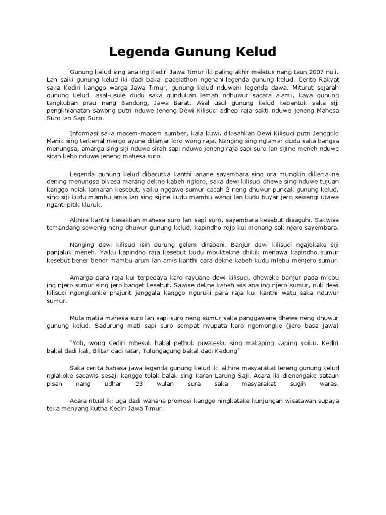Legenda Gunung Kelud | PDF