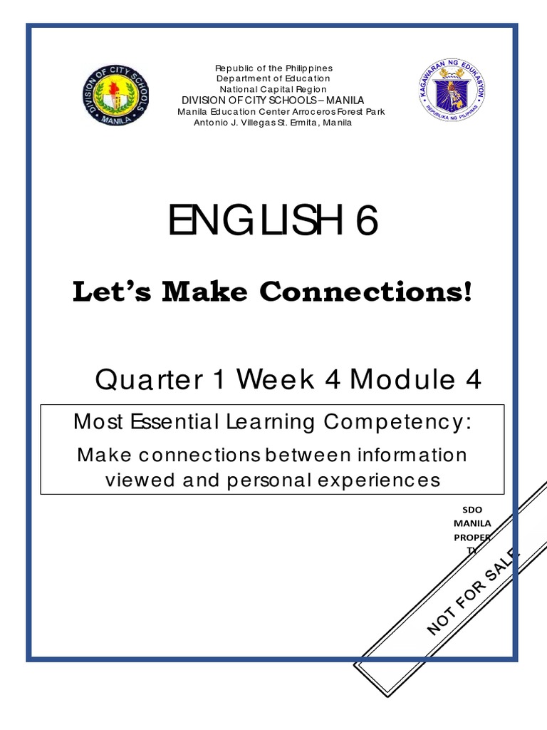 ENGLISH 6 Q1 W4 Mod4 Make Connections Between Information | PDF ...