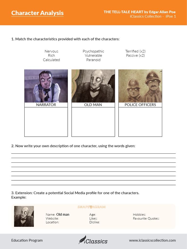 Character Analysis: THE TELL-TALE HEART by Edgar Allan Poe | PDF