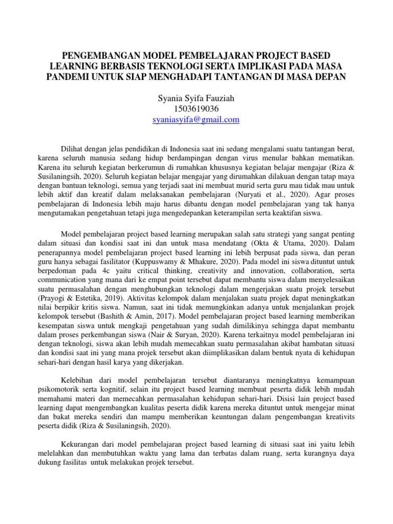 Model Pembelajaran Project Based Learning | PDF
