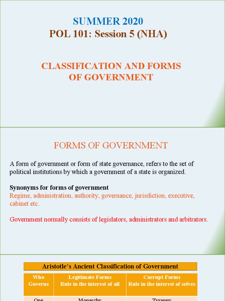 Slide - Session 5 - Classification and Forms of Government | PDF ...