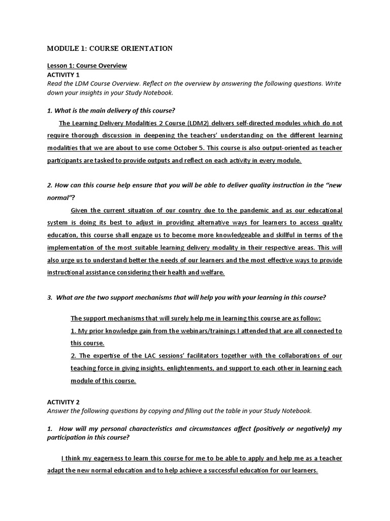 Answer Module 1-5 | PDF | Educational Assessment | Teachers