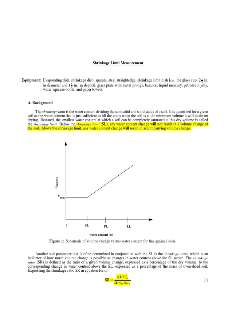 Shrinkage Limit Test Procedure | PDF | Soil Mechanics | Soil