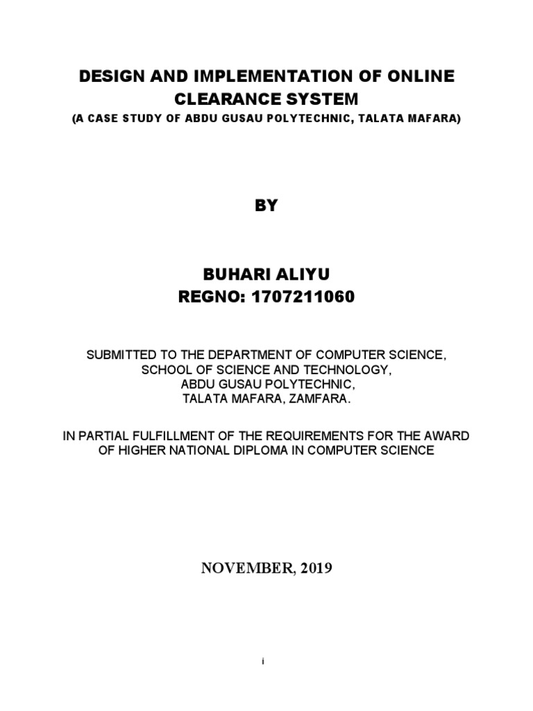 Design and Implementation of Online Clearance System | PDF ...