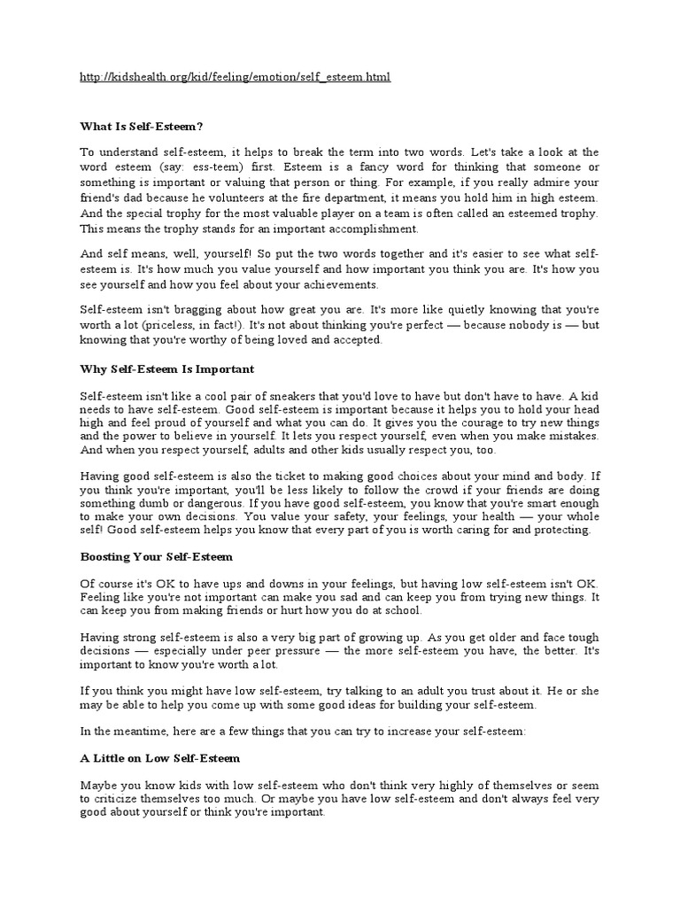 What Is Self-Esteem? | PDF | Self Esteem | Psychological Concepts