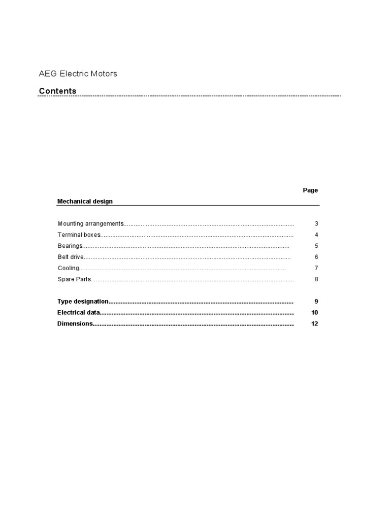 AEG Electric Motors Guide | PDF | Electric Motor | Belt (Mechanical)