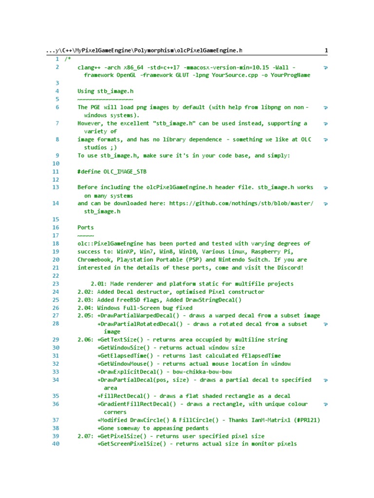 Olc Pixel Game Engine H | PDF | C++ | Texture Mapping