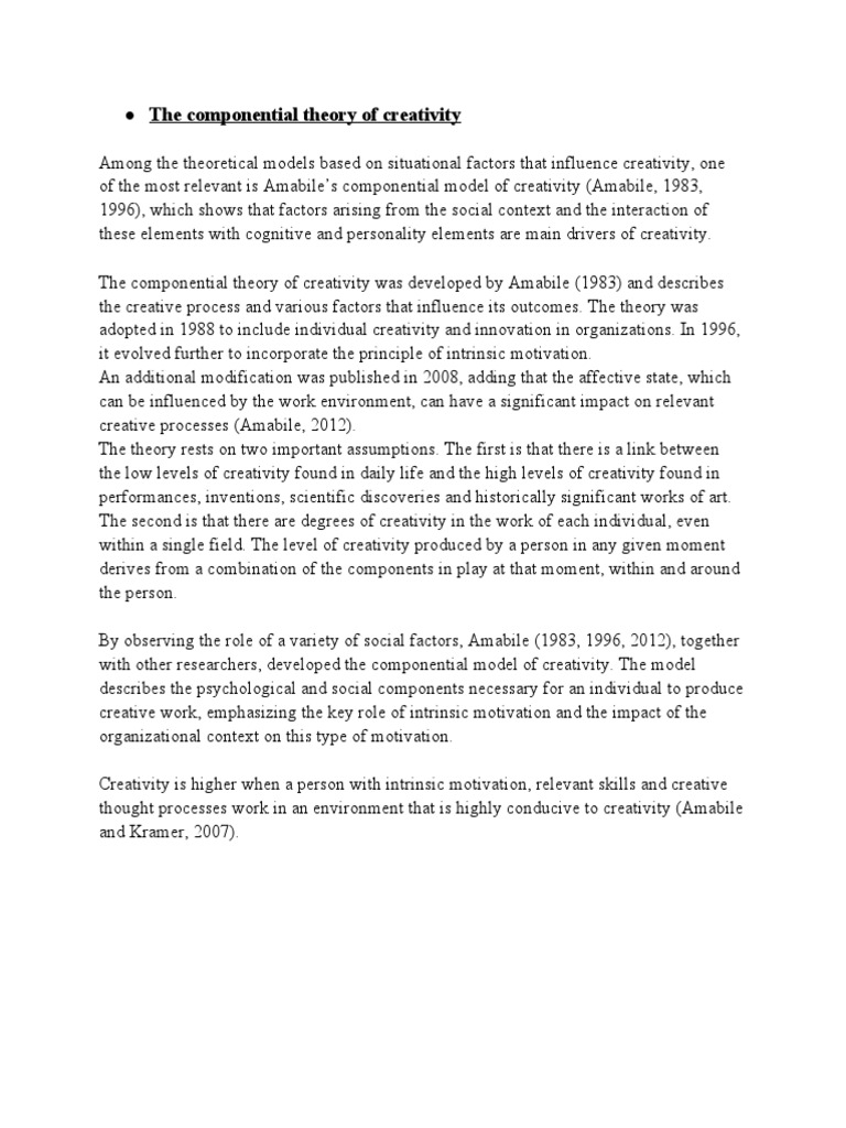 The Componential Theory of Creativit00111 | PDF | Creativity | Motivation