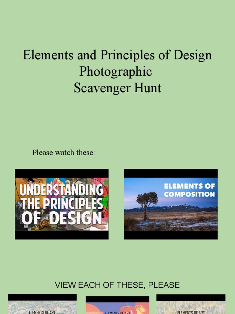 Copy of Elements and Principles Scavenger Hunt | PDF | Color ...