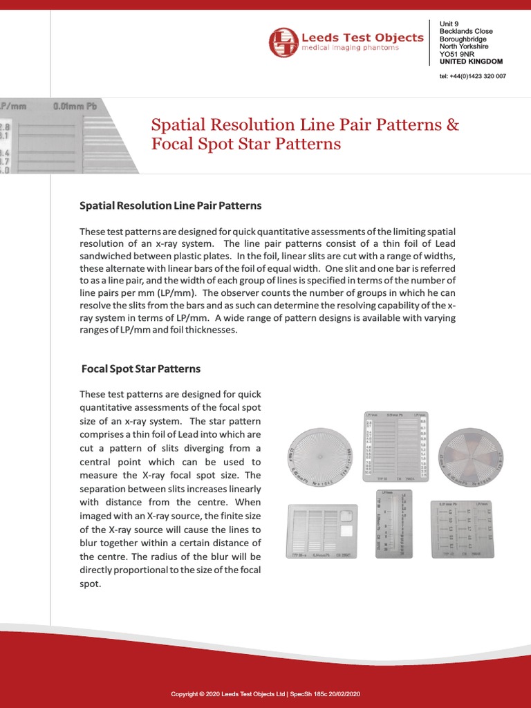 Spatial Resolution Focal Spot Specifications 1 | Download Free PDF | Angular Resolution | Optics