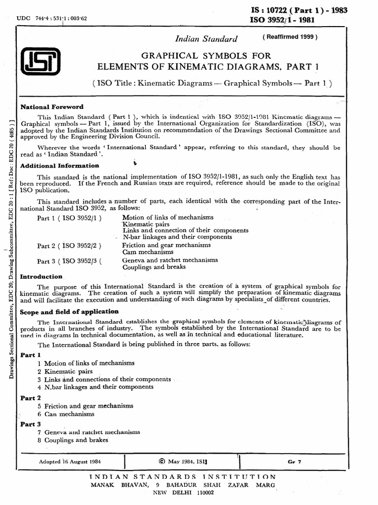 ISO 3952-1 Kinematic Diagrams - Graphical Symbols, Part 1 | PDF | Equipment | Kinematics