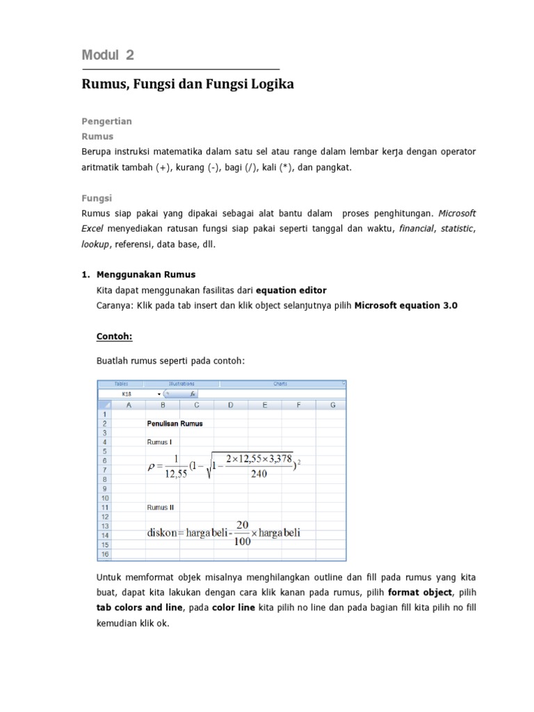 Modul 2 Rumus, Fungsi Dan Fungsi Logika | PDF