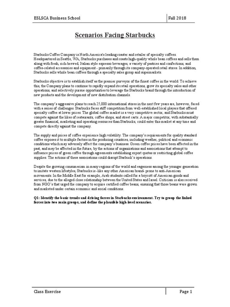 Scenario Planning Case | PDF | Starbucks | Coffee