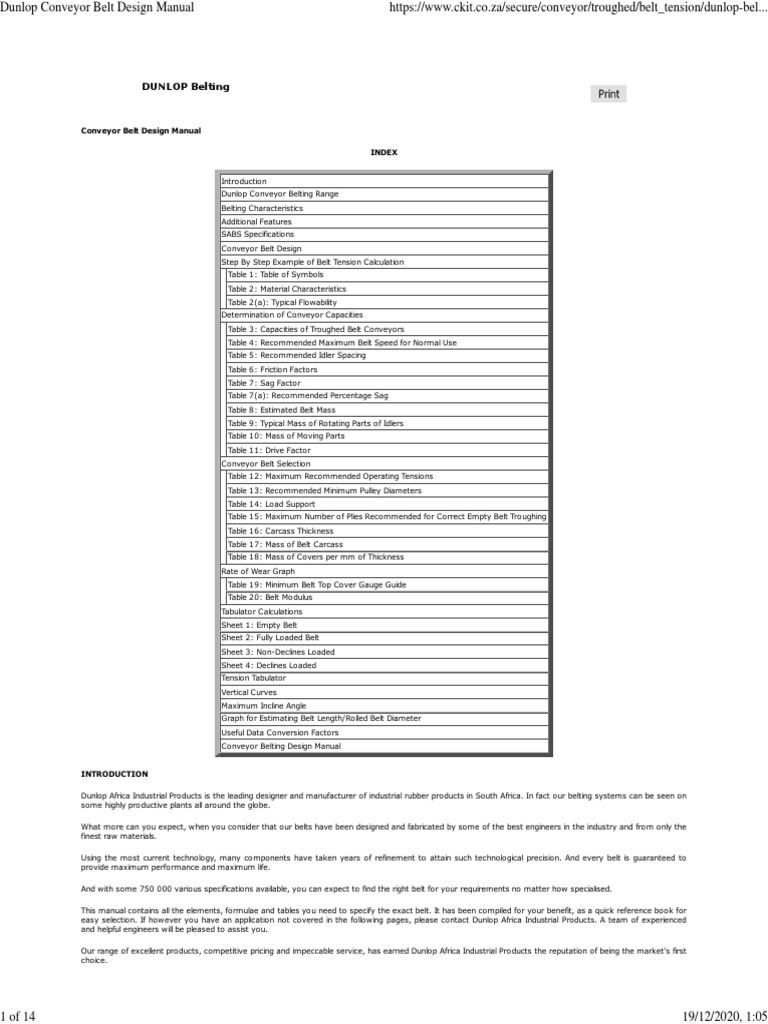 Dunlop Conveyor Belt Design Manual - P1 | PDF | Belt (Mechanical ...