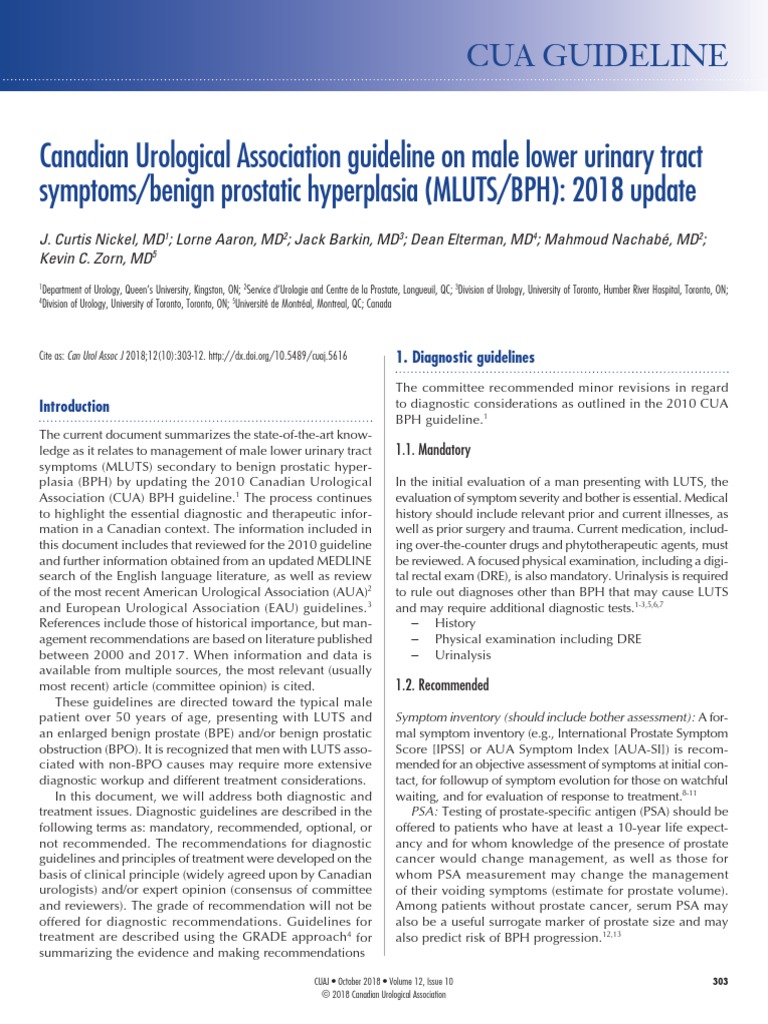 Canadian Urological Association Guideline On Male Lower Urinary ...