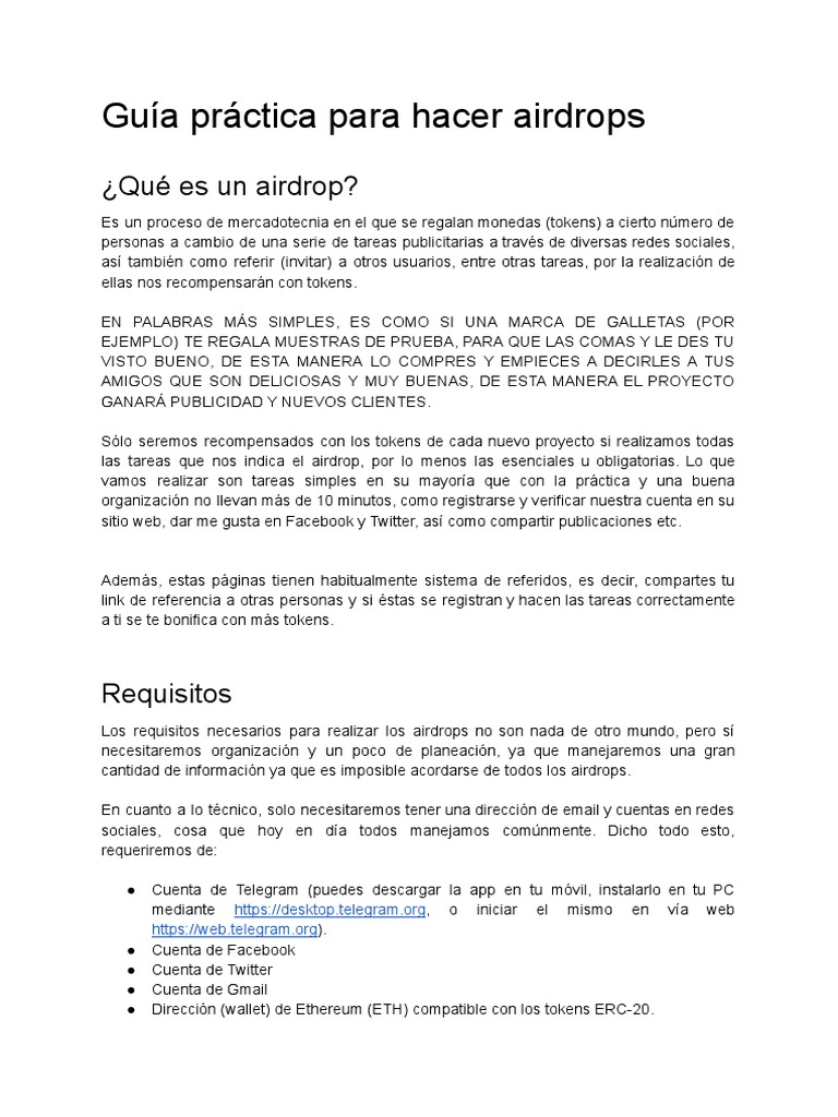Guía Práctica para Hacer Airdrops | PDF | Internet Bot | Facebook