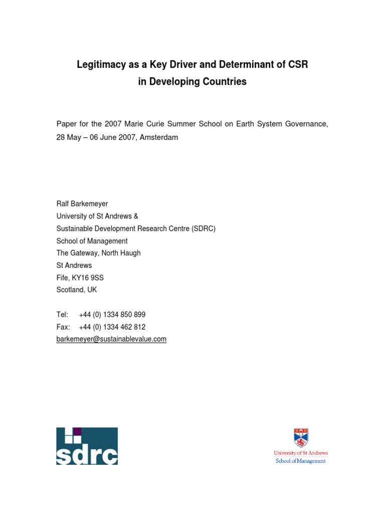 Legitimacy's Role in CSR for Development | PDF | Corporate Social ...