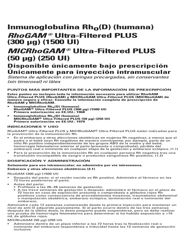 Prospecto Rhogam | PDF | Virus | El embarazo