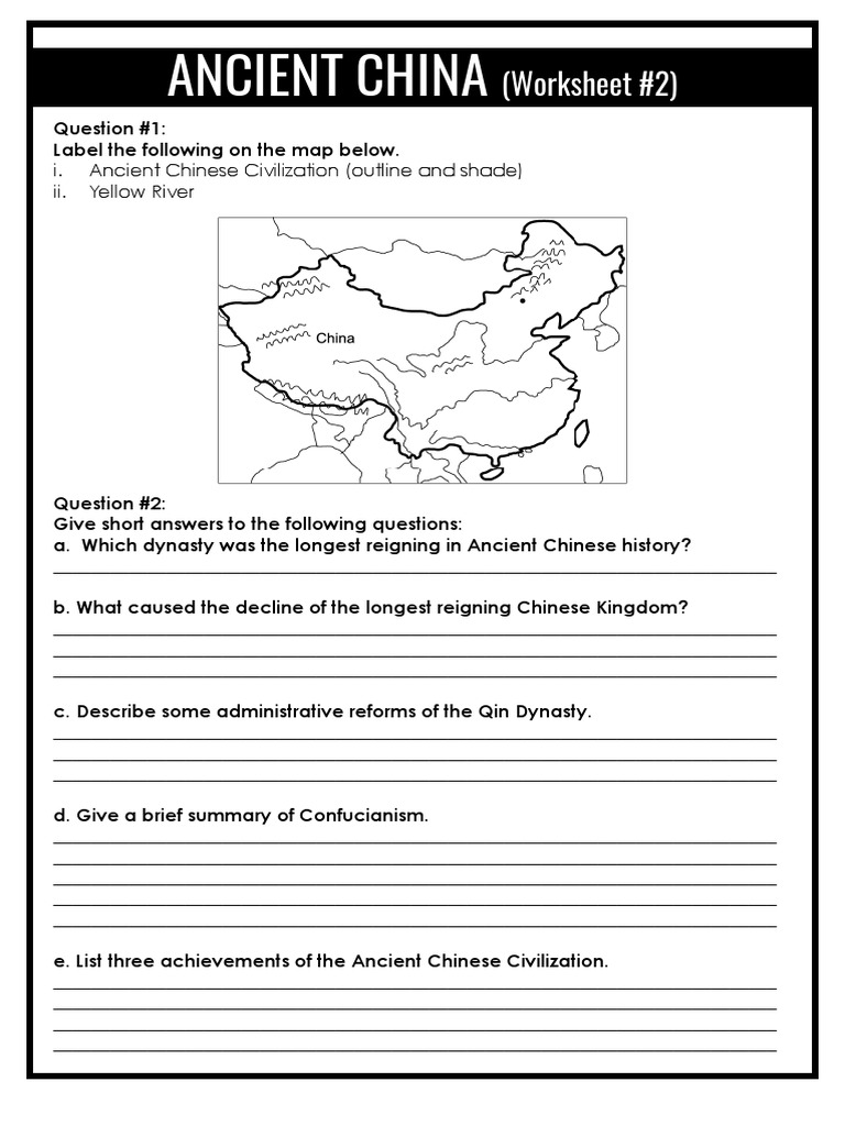 Ancient China Worksheet and Map Guide | PDF