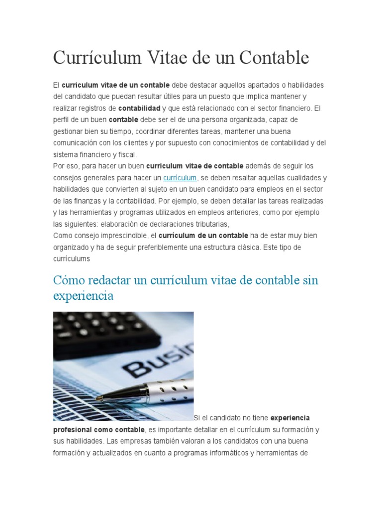 Currículum Vitae de Un Contable | PDF | Contabilidad | Plan de estudios