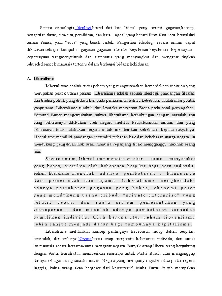 Ciri-Ciri Ideologi Liberalisme | PDF | Politik