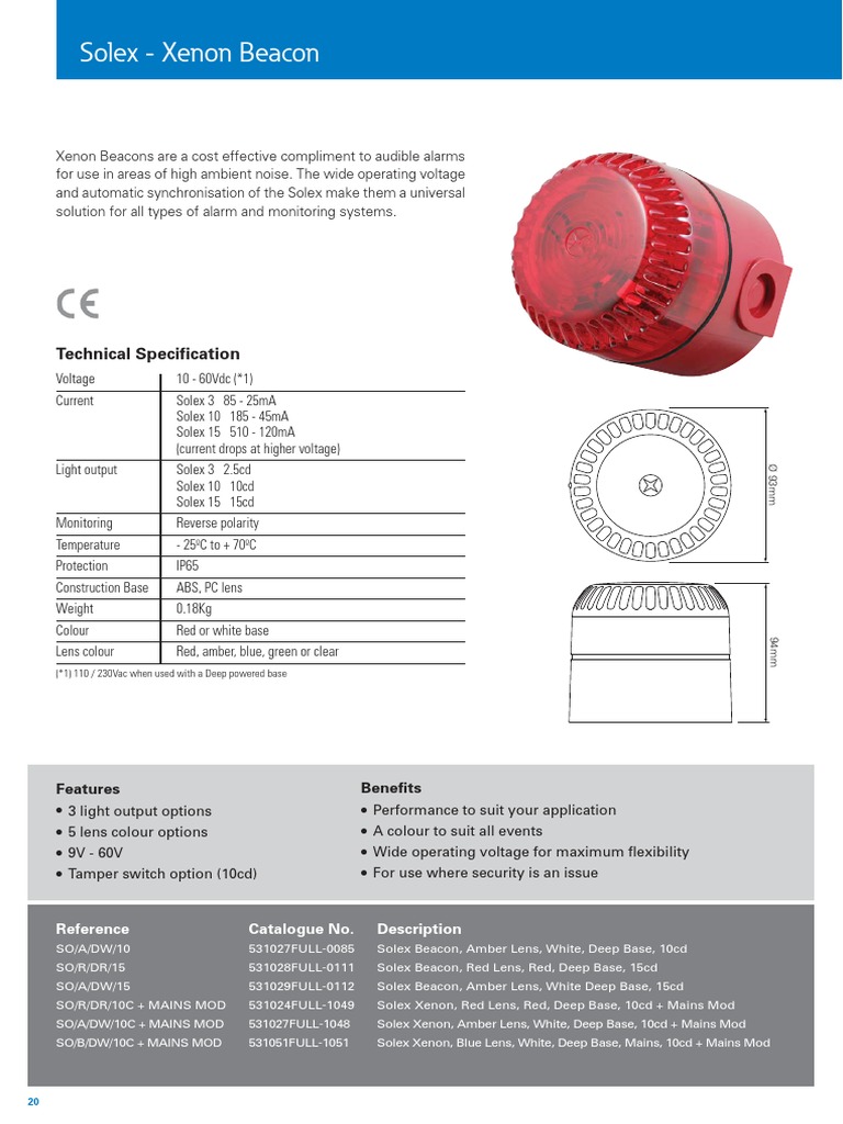 Solex - Xenon Beacon: Technical Specification | PDF | Components ...