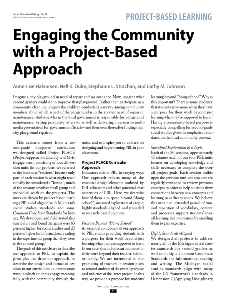 Engaging The Community With PBL | PDF | Project Based Learning | Teachers