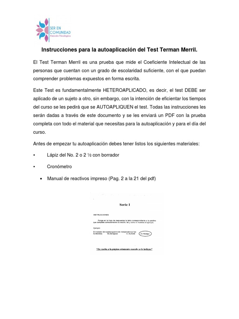 Prueba Terman Merril Completa | PDF | Prueba (evaluación) | Naturaleza