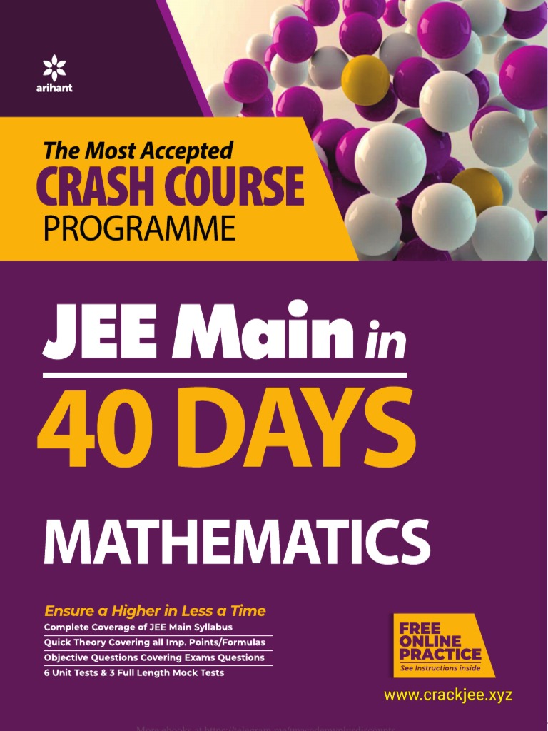 Arihant 40 Days Crash Course For JEE Main Mathematics (Crackjee Xyz ...
