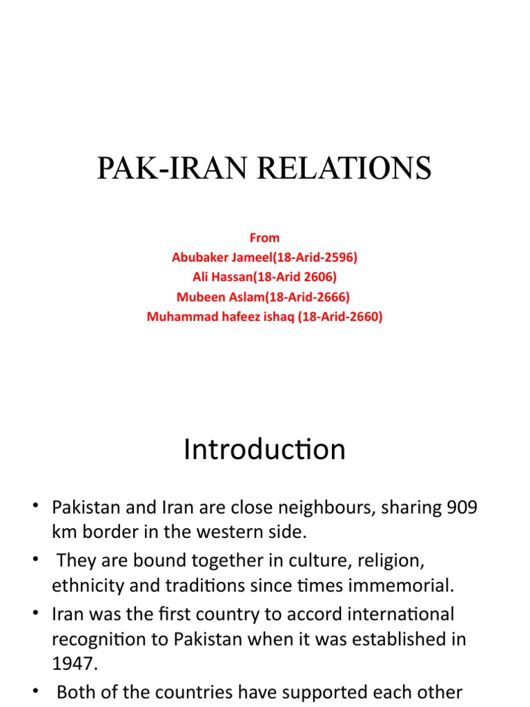 Pak Iran Relations | PDF | Iran | Pakistan