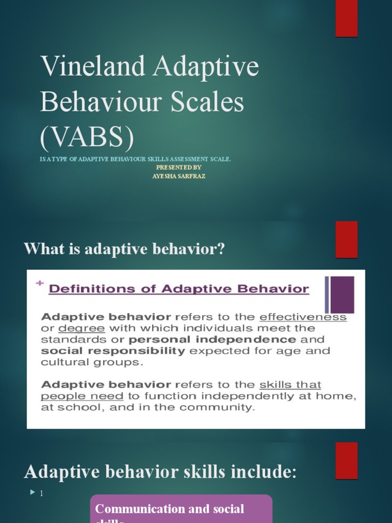 Vineland Adaptive Behavior Levels Functional Outcomes Of Adults With