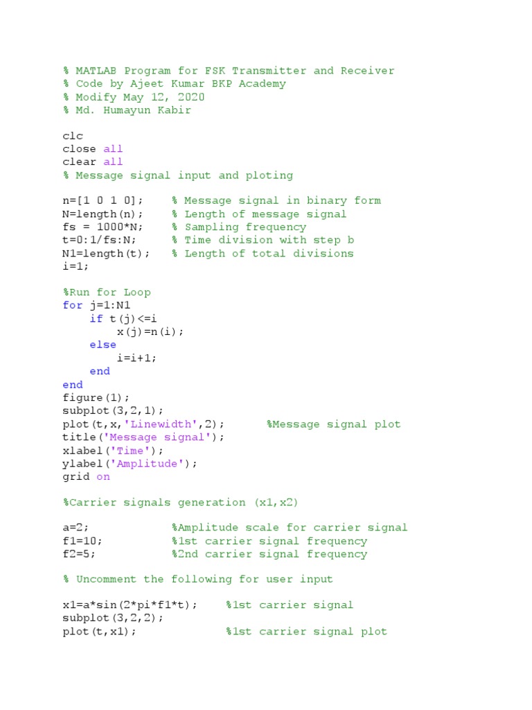 Mat Lab Program For F Sk Transmitter And Receiver Pdf 7778