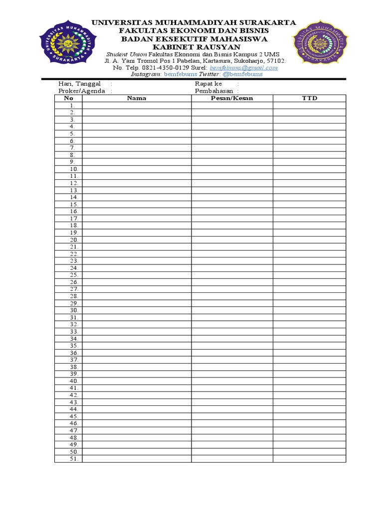 Format Absen Kegiatan | PDF