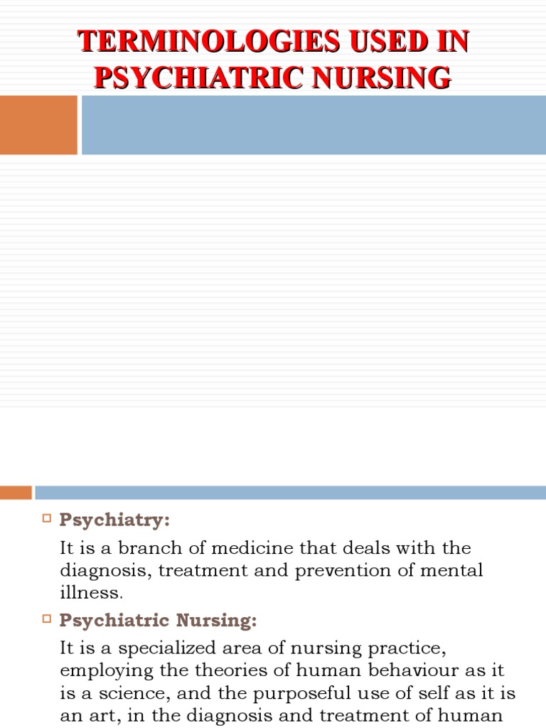 Terminologies Used in Psychiatric Nursing | PDF | Mental Disorder ...