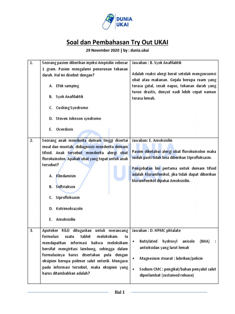 Soal Dan Pembahasan Try Out Dunia - Ukai - 29 Nov 2020 | PDF | Sains & Matematika